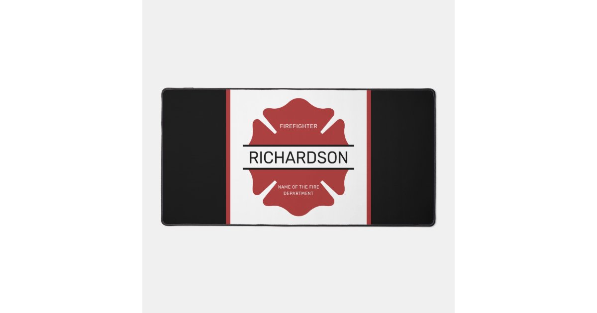 Personalized Firefighter Red Logo Symbol Desk Mat | Zazzle