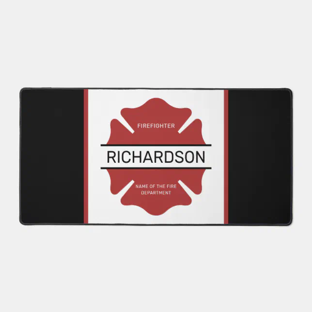 Personalized Firefighter Red Logo Symbol Desk Mat | Zazzle