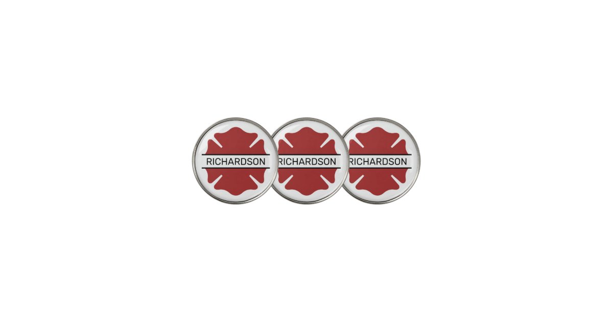 Personalized Firefighter Red Logo Symbol Golf Ball Marker | Zazzle