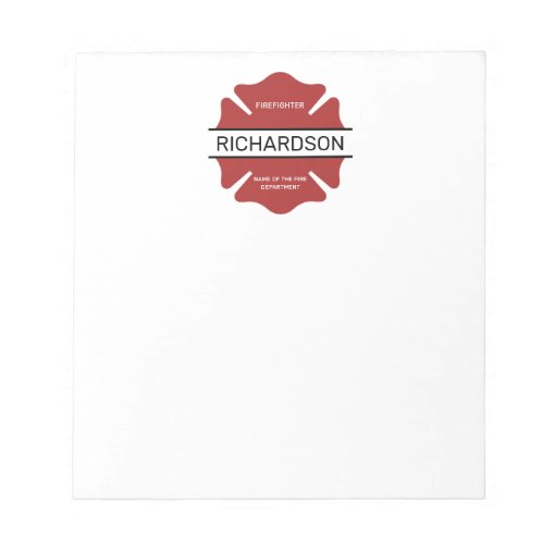 Personalized Firefighter Red Logo Symbol Notepad | Zazzle