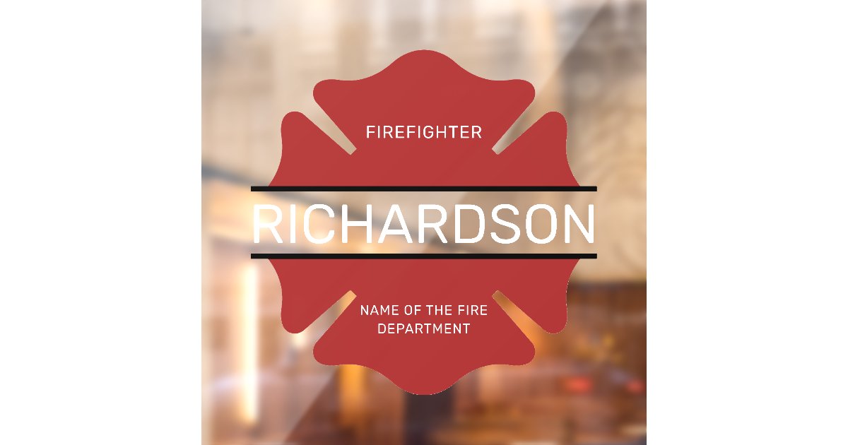 Personalized Firefighter Red Logo Symbol Window Cling | Zazzle