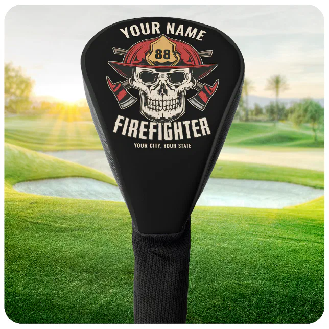 Personalized Firefighter Skull Fireman Fire Dept Golf Head Cover | Zazzle