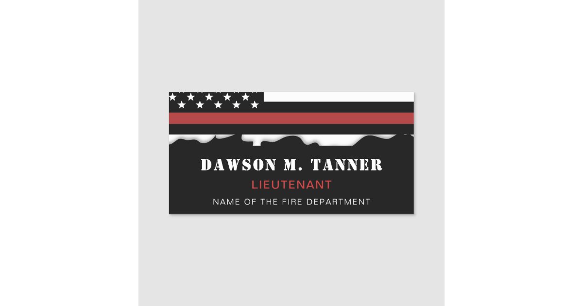 Personalized Firefighter Thin Red Line Fire Rescue Name Tag | Zazzle
