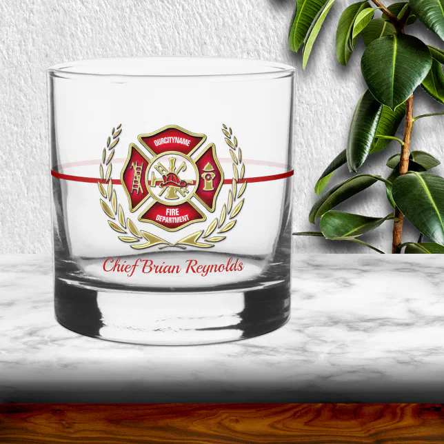 Personalized Firefighter Whiskey Glass | Zazzle