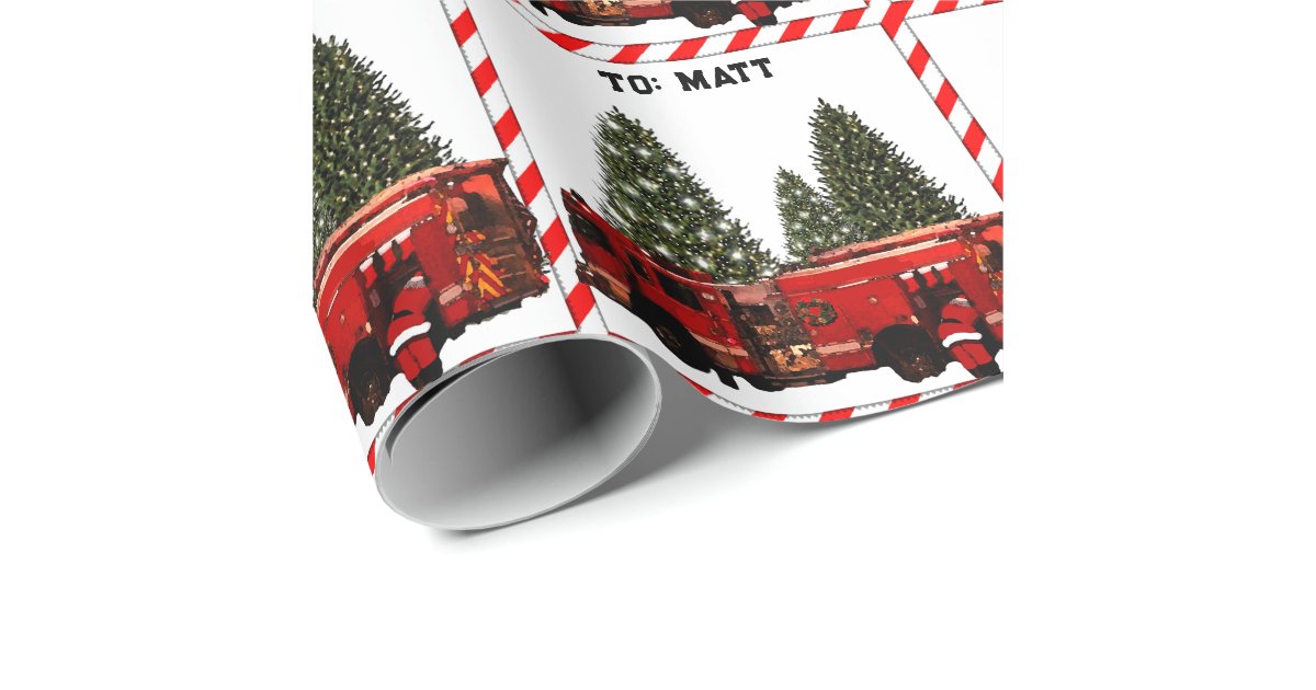 Personalized Fireman Holiday Gift Wrapping Paper | Zazzle