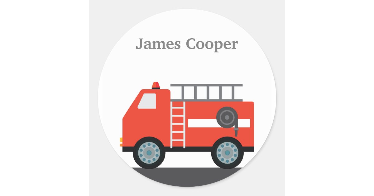 Personalized Firetruck Stickers | Zazzle