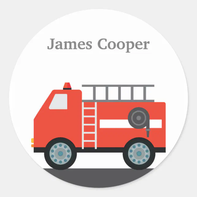 Personalized Firetruck Stickers | Zazzle