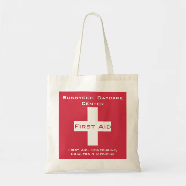 Personalized First Aid Kit Medicine Red Tote Bag | Zazzle