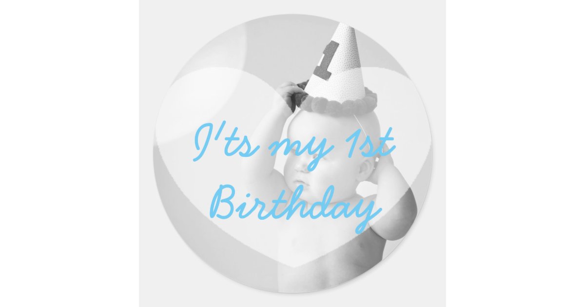 Personalized First Birthday Photo Sticker | Zazzle