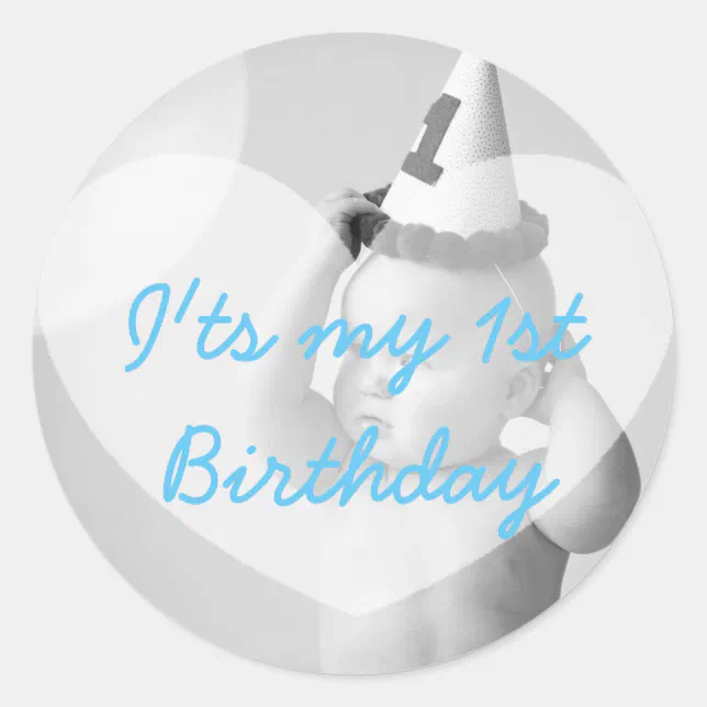 Personalized First Birthday Photo Sticker | Zazzle