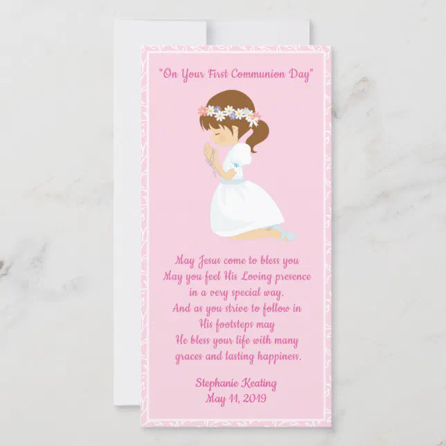 Personalized First Communion Bookmark girl. Thank You Card | Zazzle