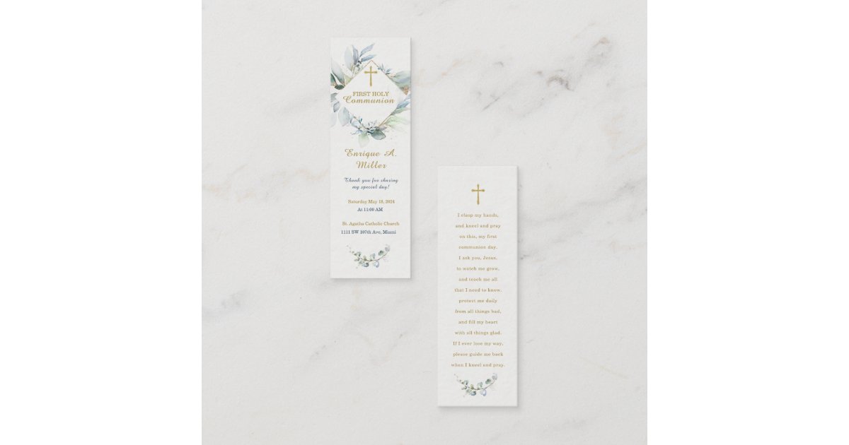 Personalized First Communion Prayer Card | Zazzle