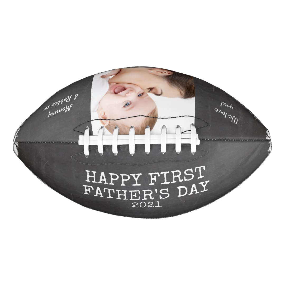 Personalized First Fathers Day Chalkboard Photo Football | Zazzle