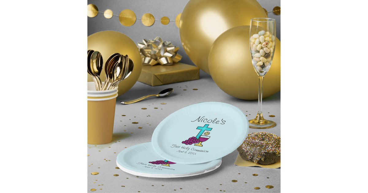 Personalized First Holy Communion Paper Plates | Zazzle