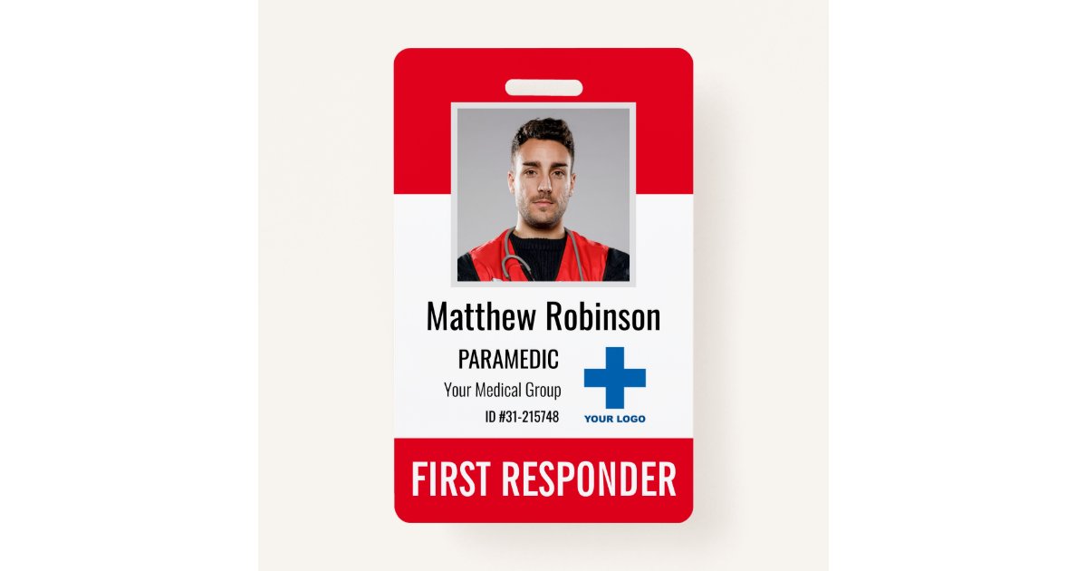 Personalized First Responder Photo ID Security Badge | Zazzle
