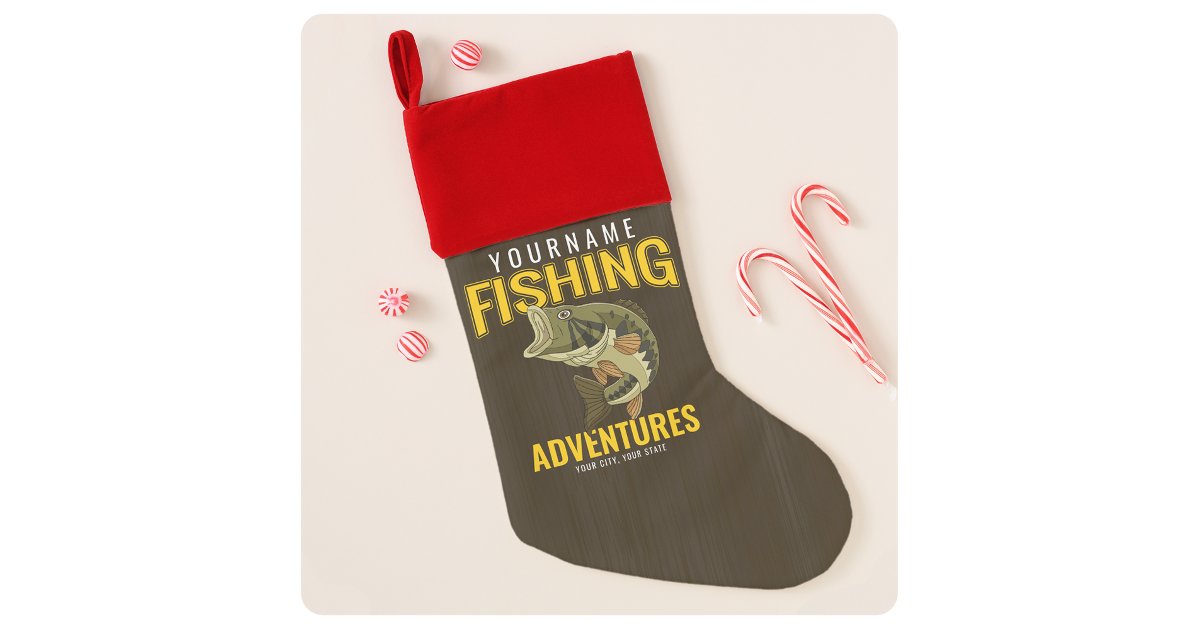 Personalized Fishing Adventures Bass Fish Angler Christmas Stocking ...
