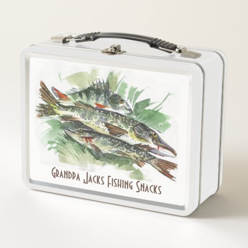 Personalized Fishing snacks | Watercolor Fish Metal Lunch Box | Zazzle