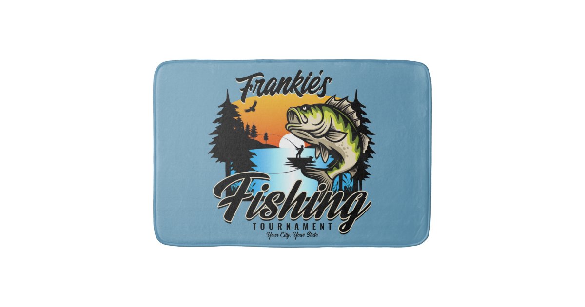 Personalized Fishing Tournament Fish Angler Trout Bath Mat | Zazzle