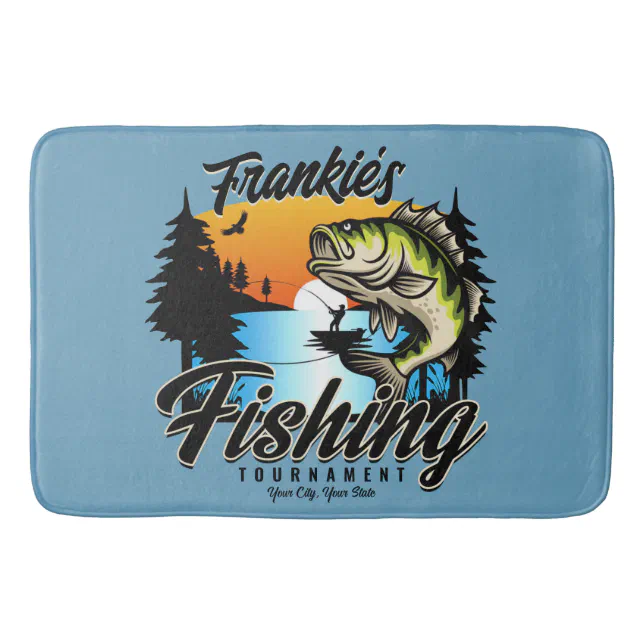 Personalized Fishing Tournament Fish Angler Trout Bath Mat | Zazzle