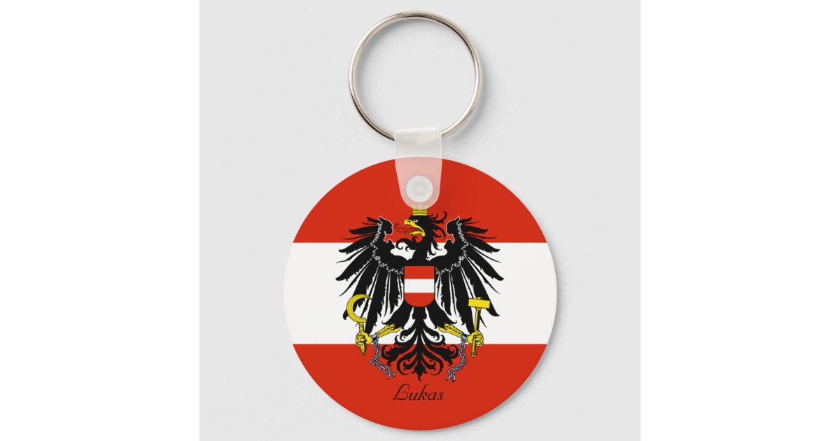 Personalized Flag of Austria with Coat of Arms Keychain | Zazzle