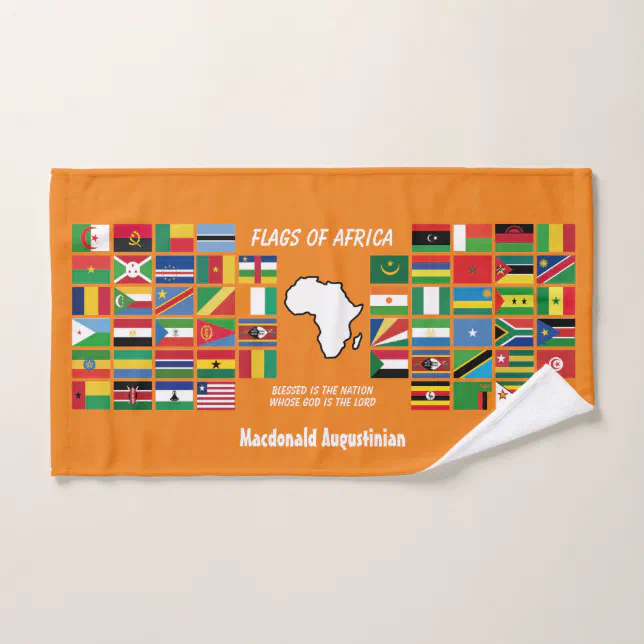Personalized FLAGS OF AFRICA Orange Hand Towel | Zazzle
