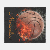 Personalized Flaming Basketball Fleece Blanket | Zazzle