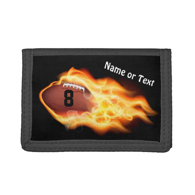 Personalized Flaming Football Wallets for Men, Boy | Zazzle