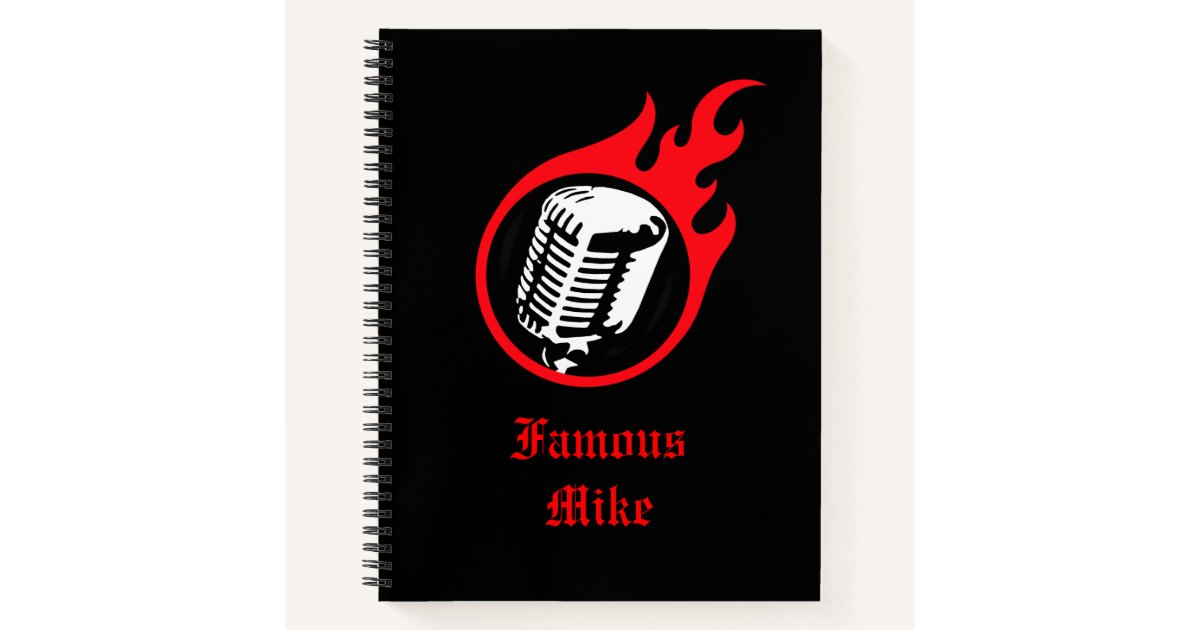 Personalized Flaming Mic Notebook | Zazzle