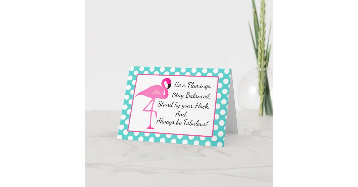 Personalized Flamingo and Polka Dot Greeting Card | Zazzle