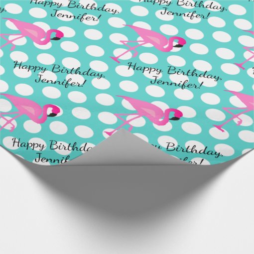 Personalized Flamingo and Polka Dot Wrapping Paper | Zazzle