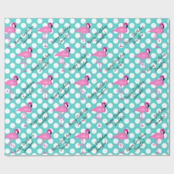 Personalized Flamingo and Polka Dot Wrapping Paper | Zazzle