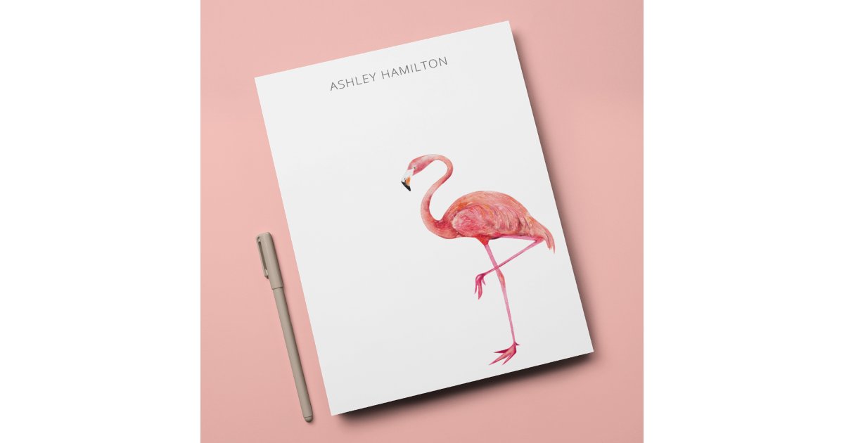 Personalized Flamingo Watercolor Note Card | Zazzle