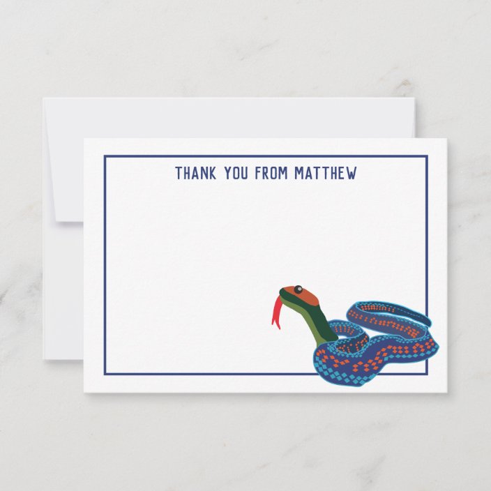 Personalized Flat Panel California Garter Snake Thank You Card | Zazzle.com