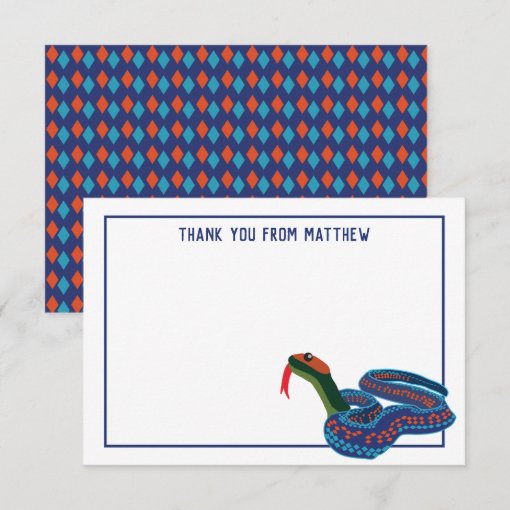 Personalized Flat Panel California Garter Snake Thank You Card | Zazzle