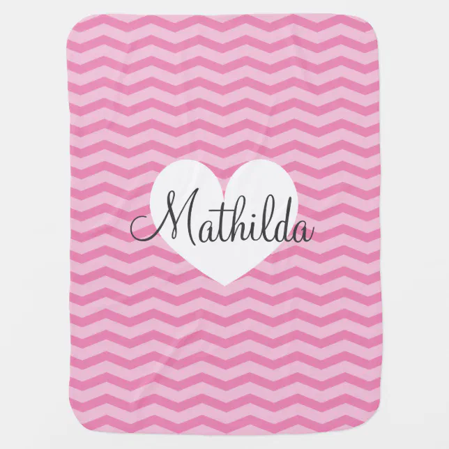 Personalized fleece baby blankets | Pink chevron | Zazzle
