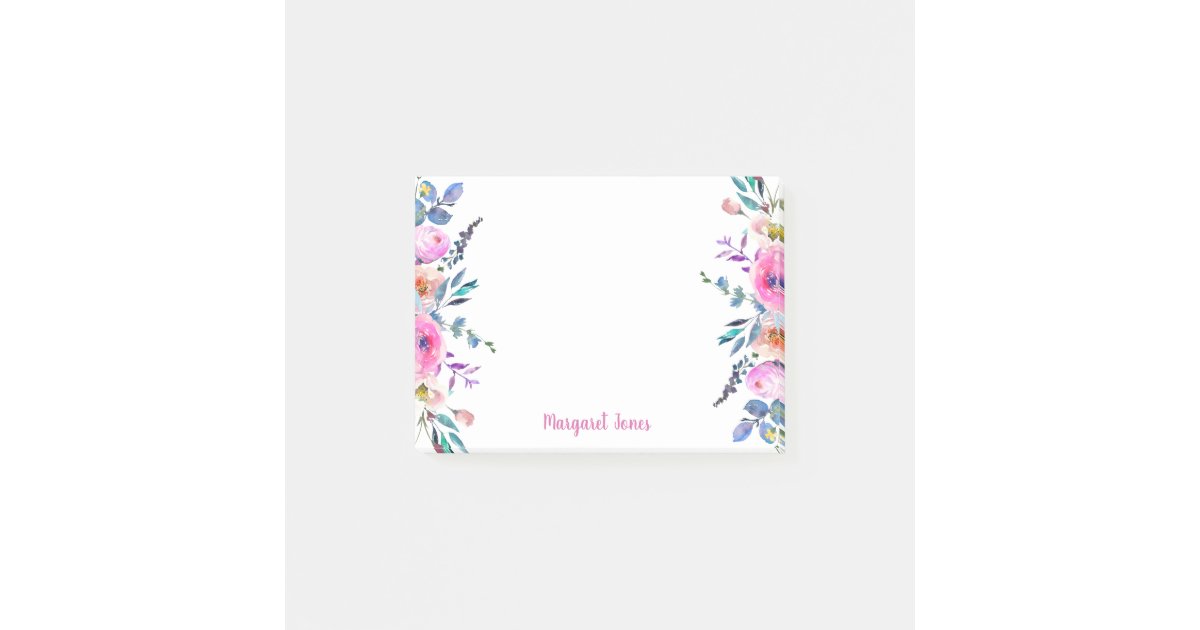 Personalized floral post-it notes | Zazzle