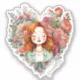 Personalized Floral Pretty Lady Sticker | Zazzle