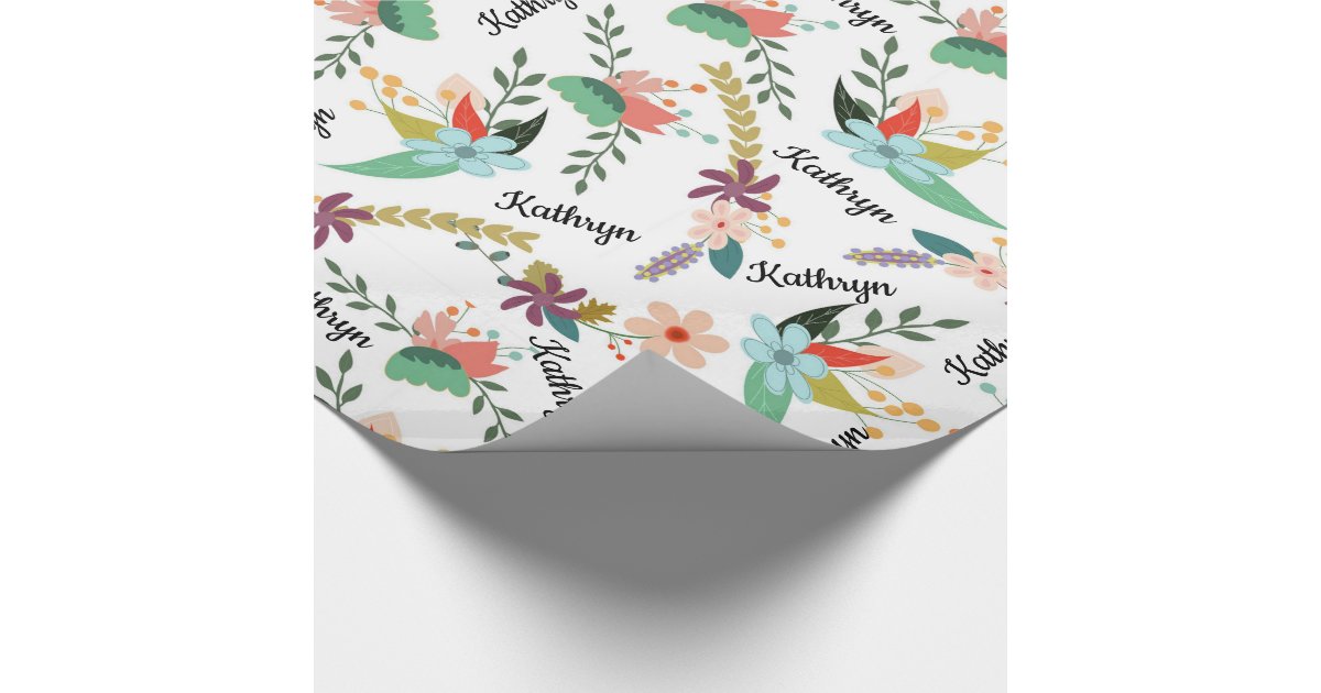 Personalized Floral Wrapping Paper | Zazzle