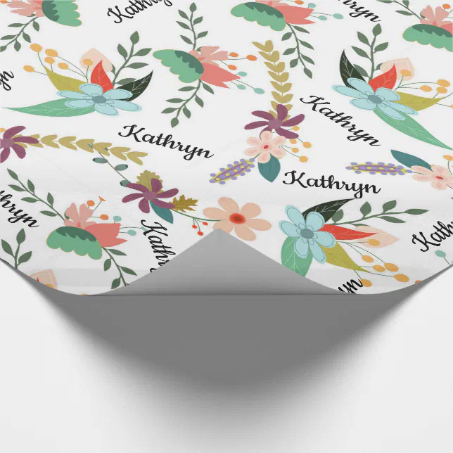 Personalized Floral Wrapping Paper | Zazzle