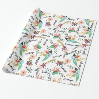 Personalized Floral Wrapping Paper | Zazzle