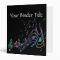 Personalized Flowy Rainbow Music Notes Binder | Zazzle