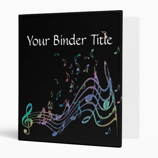 Personalized Flowy Rainbow Music Notes Binder | Zazzle