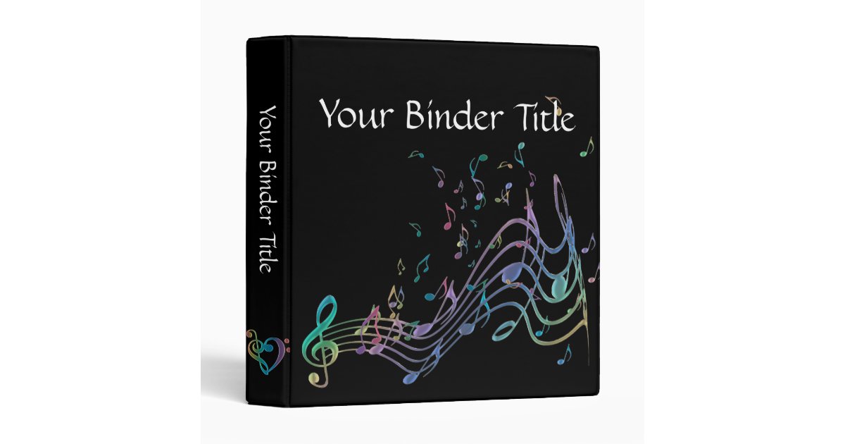 Personalized Flowy Rainbow Music Notes Binder | Zazzle