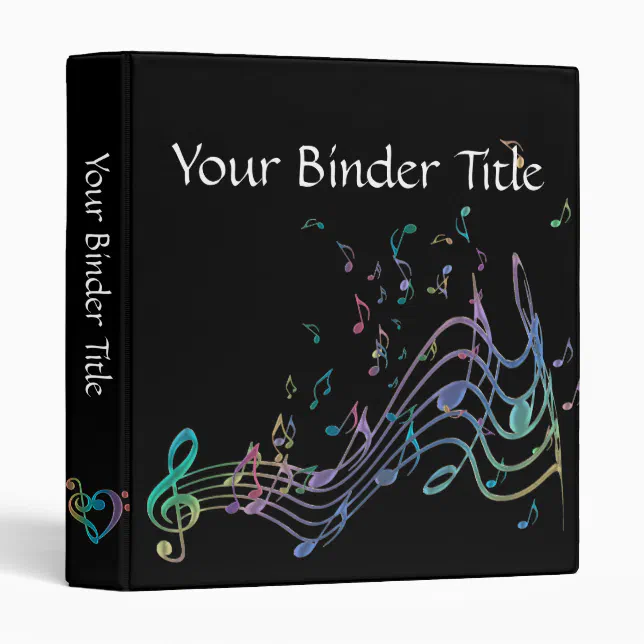 Personalized Flowy Rainbow Music Notes Binder | Zazzle