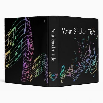 Personalized Flowy Rainbow Music Notes Binder | Zazzle
