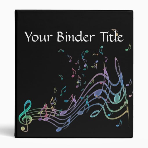 Personalized Flowy Rainbow Music Notes Binder | Zazzle