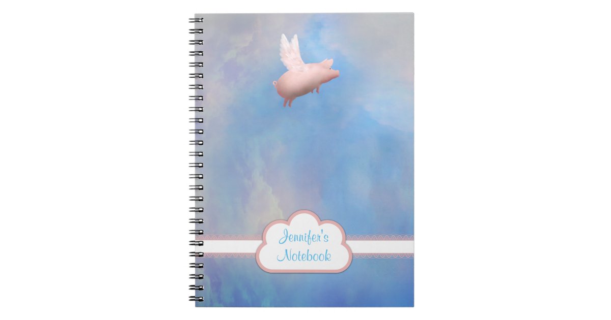 Personalized Flying Pig Notebook | Zazzle