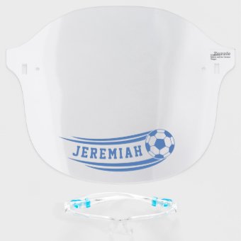 Personalized Flying Soccer Ball Face Shield | Zazzle