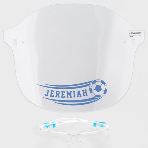 Personalized Flying Soccer Ball Face Shield | Zazzle