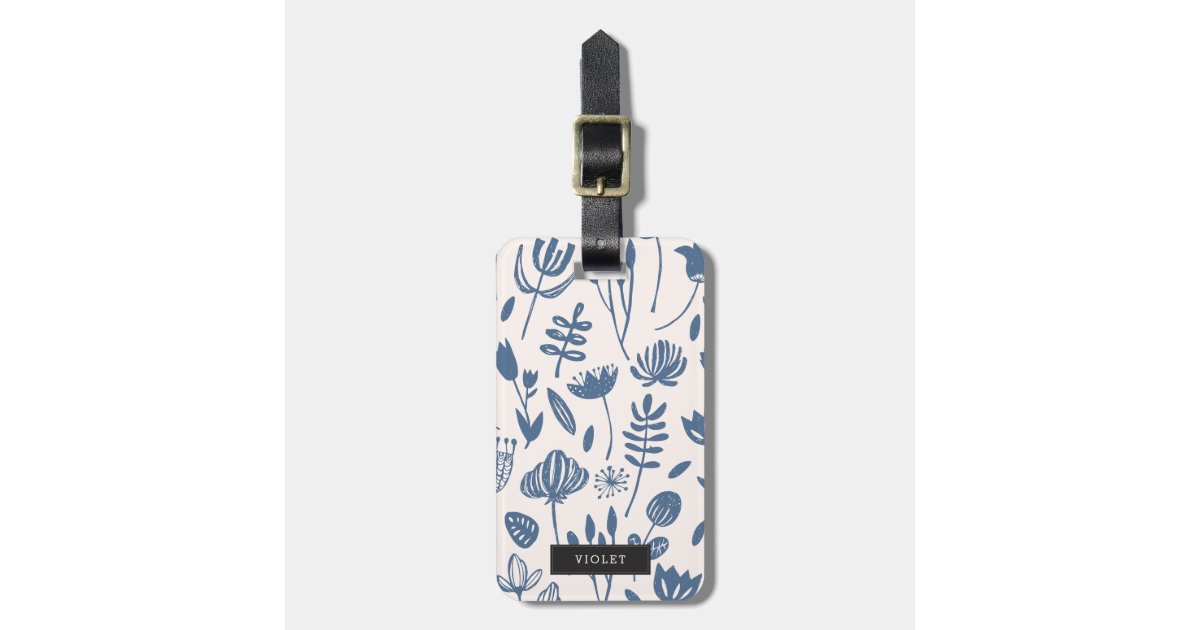 Personalized | Folk Botanical Print Luggage Tag | Zazzle